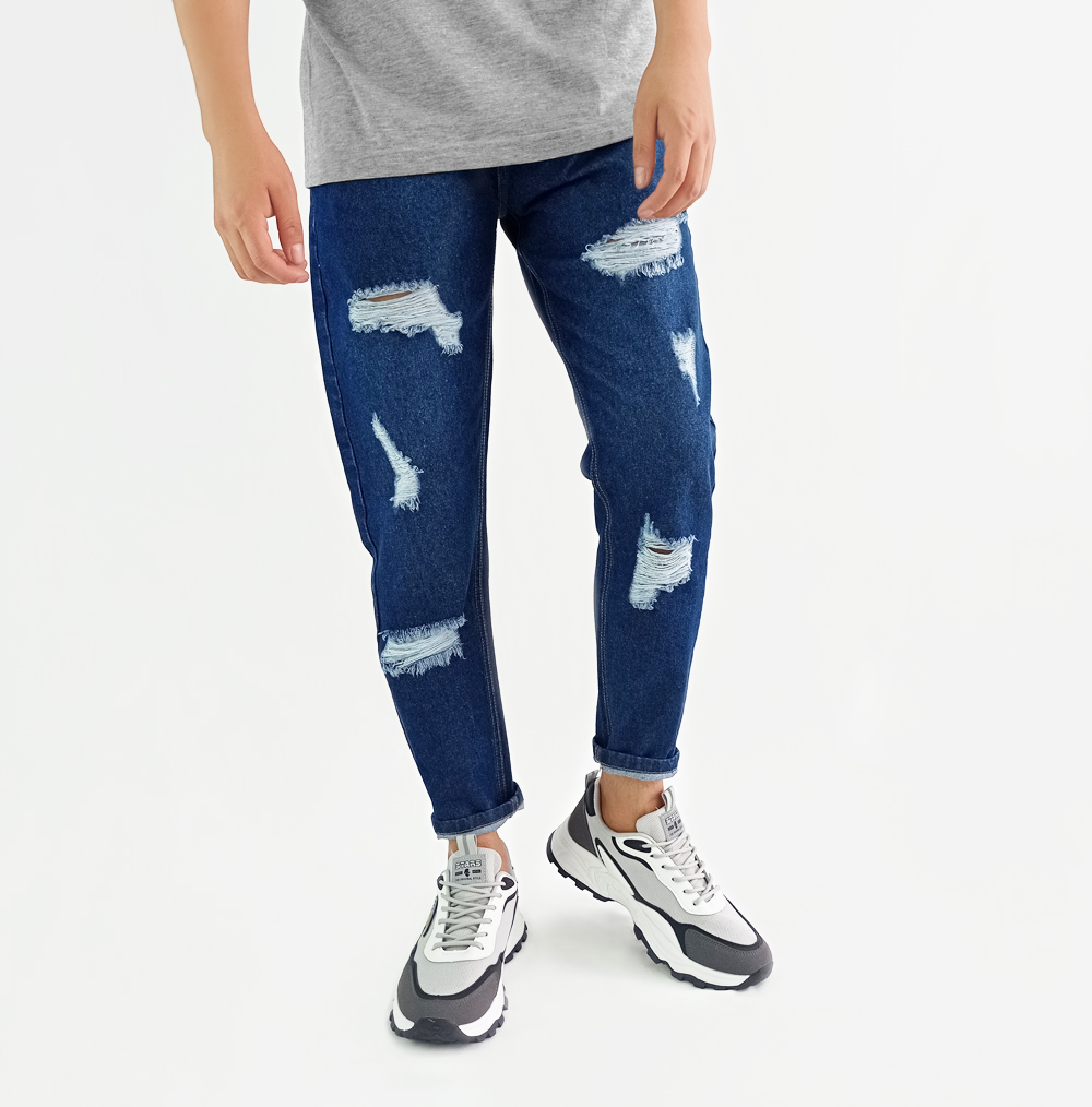JEAN SLOUCHY AZUL OSCURO RASGADO | MOOB Style