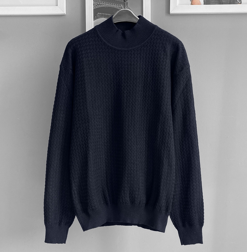 SUETER HILO CUELLO ALTO AZUL OSCURO | MOOB Style